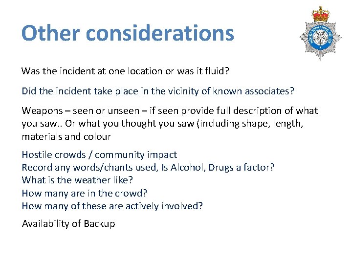 Accountability Justification Use of Force Reporting Manage Conflict