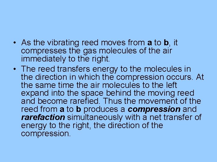 Production and Transmission of Sound Waves Vibrating Reed