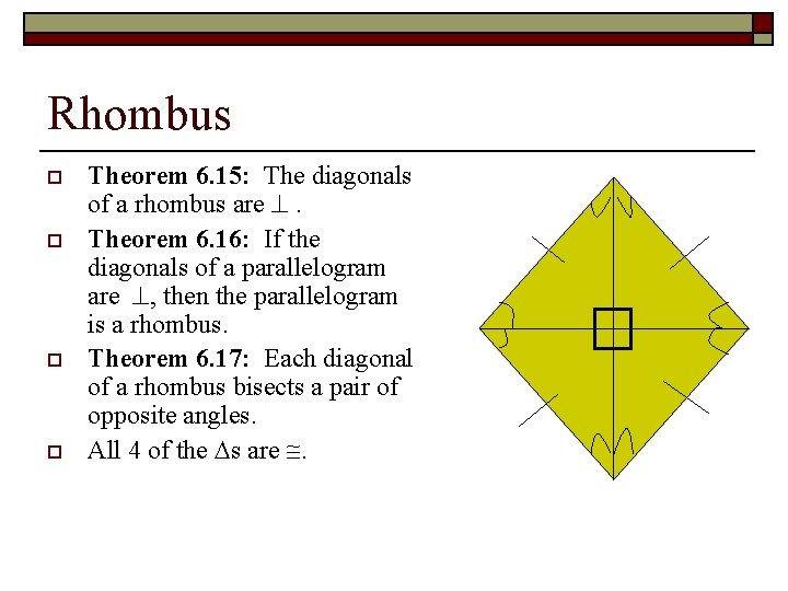 6 5 Rhombi and Squares Rhombus o Quad