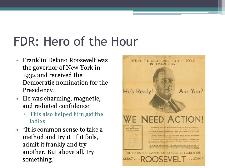 Franklin Delano Roosevelt The New Deal Election of