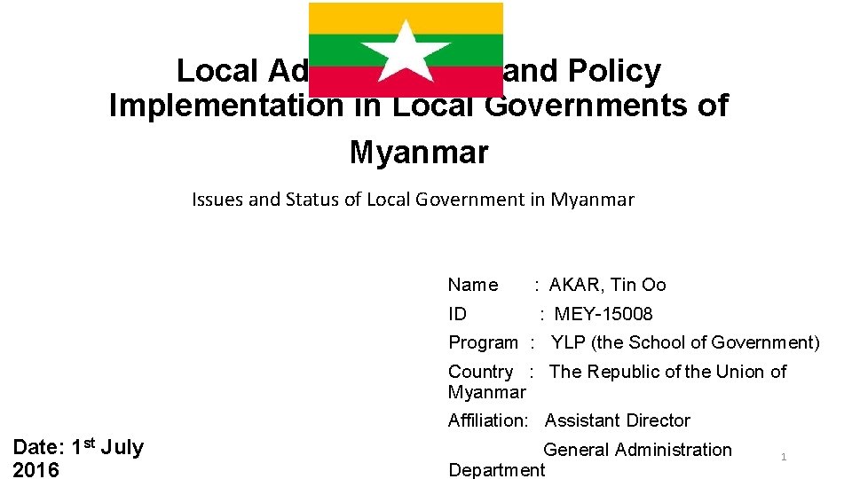 Local Administration and Policy Implementation in Local Governments