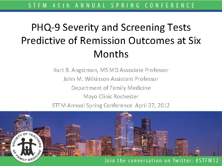 PHQ9 Severity and Screening Tests Predictive of Remission