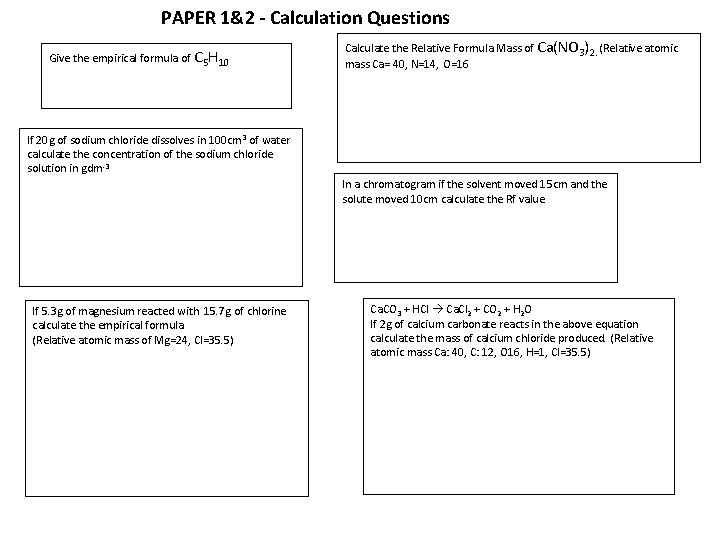Year 10 Paper 1 Combined Chemistry Foundation Revision