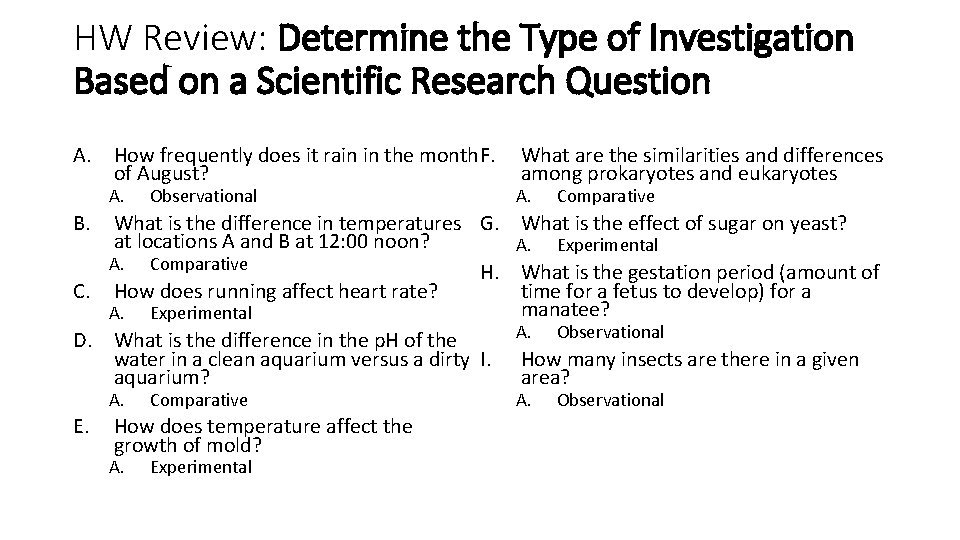 10 13 17 Types of Investigations Review Cambridge