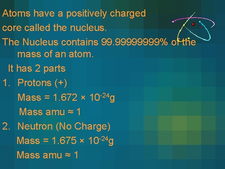 The Atom Atoms have a positively charged core