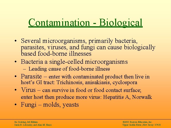 Labensky CHAPTER 2 FOOD SAFETY and Food Code