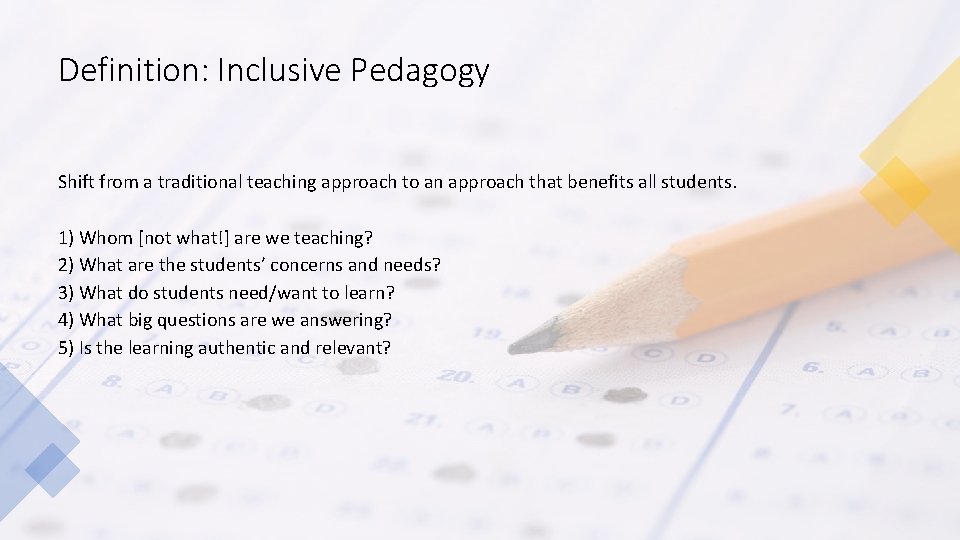 Implement Inclusive Pedagogy Using Universal Design Facilitators Cindy