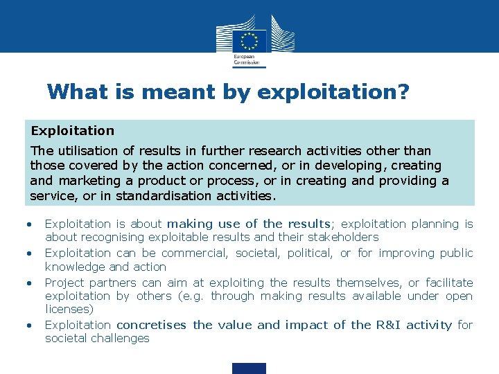 Common Exploitation Booster pilot for H 2020 What