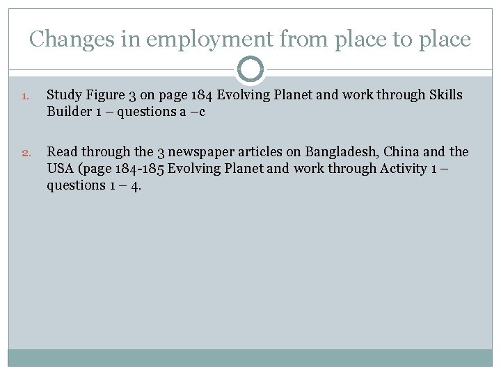 The Clark Fisher model of changing employment KQ