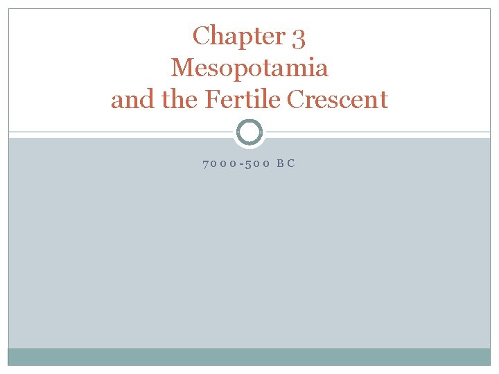 Chapter 3 Mesopotamia and the Fertile Crescent 7000