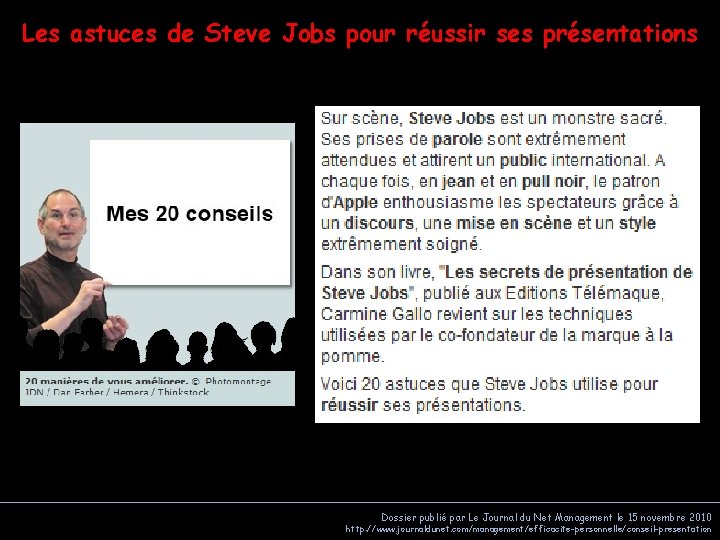 Les astuces de Steve Jobs Pour russir ses