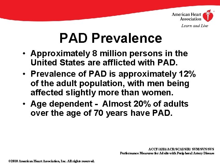 Performance Measures for Adults with Peripheral Artery Disease