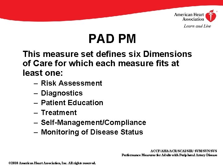 Performance Measures for Adults with Peripheral Artery Disease
