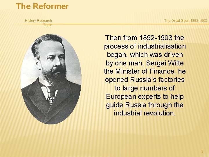 THE GREAT SPURT 1892 1903 Driven by Sergei