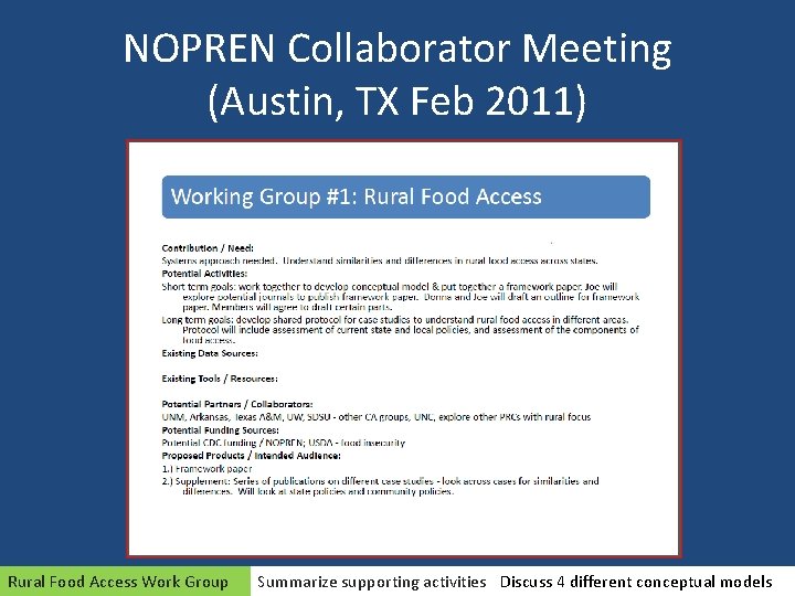 Food access concepts and frameworks Presented by Bridget