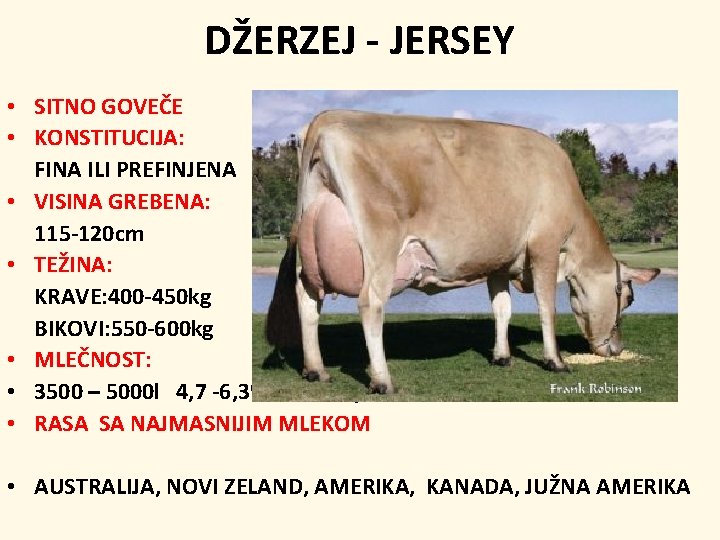 PROIZVODNI TIPOVI I RASE GOVEDA PRIPREMA PREDAVANJA POLJOPRIVREDNA