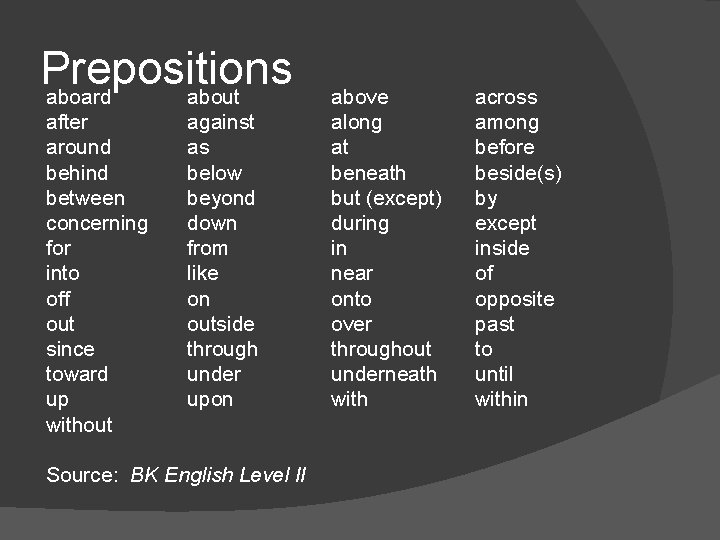 The Connectors PREPOSITIONS School House Rocks Prepositions http
