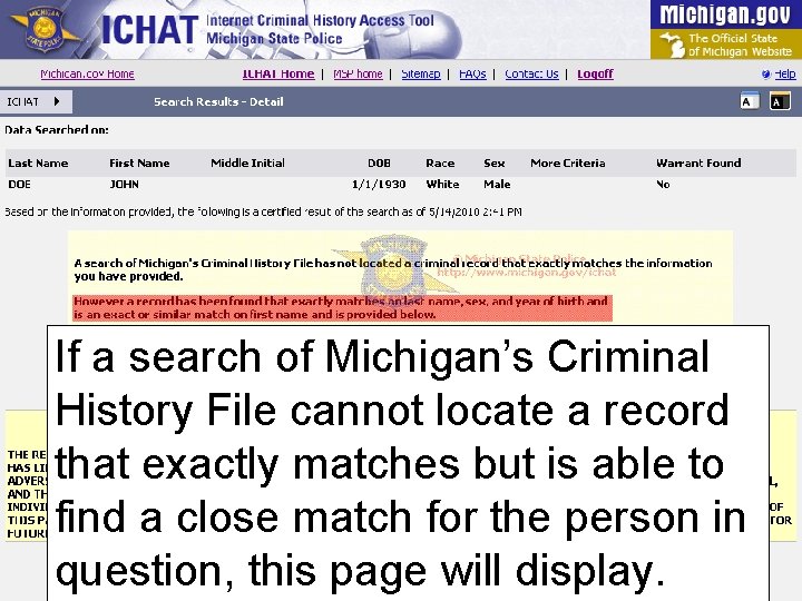 Welcome to ICHAT The Michigan State Police Internet