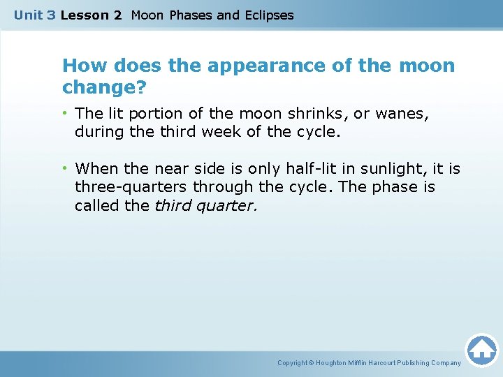 Unit 3 Lesson 2 Moon Phases and Eclipses