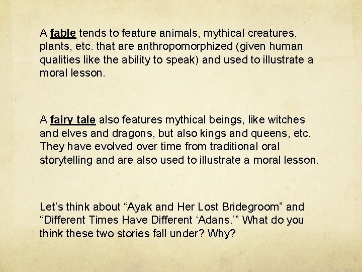 Folklore Fables Fairytales What do you know about