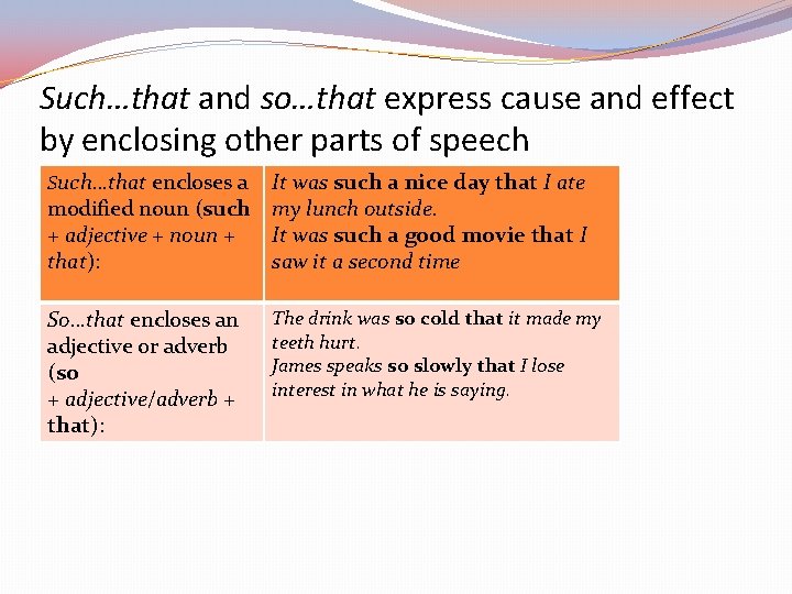 Connectives that express cause and effect contrast and