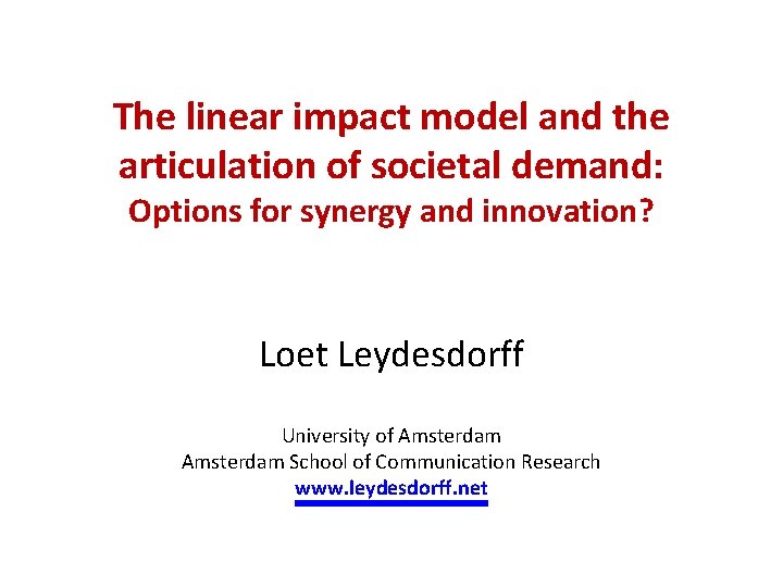 The linear impact model and the articulation of
