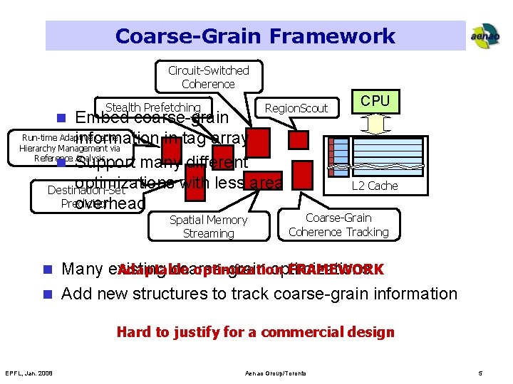 Two Ways to Exploit MultiMegabyte Caches AENAO Research