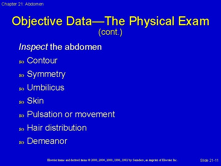 Assessment of the Abdomen Gastrointestinal System Health Assessment