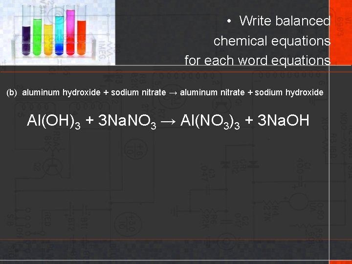 Chemical Equations Test Review 2 Label the parts