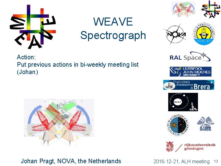 WEAVE Spectrograph allhands Summary 1 4 break out