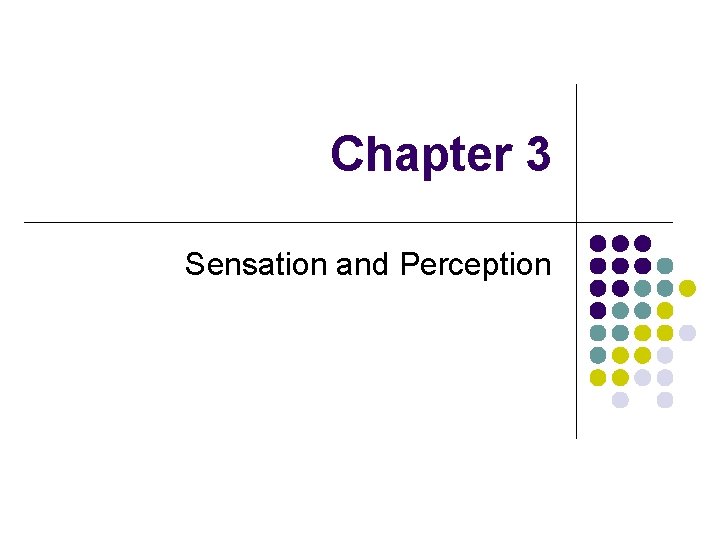 Chapter 3 Sensation and Perception The Major Senses