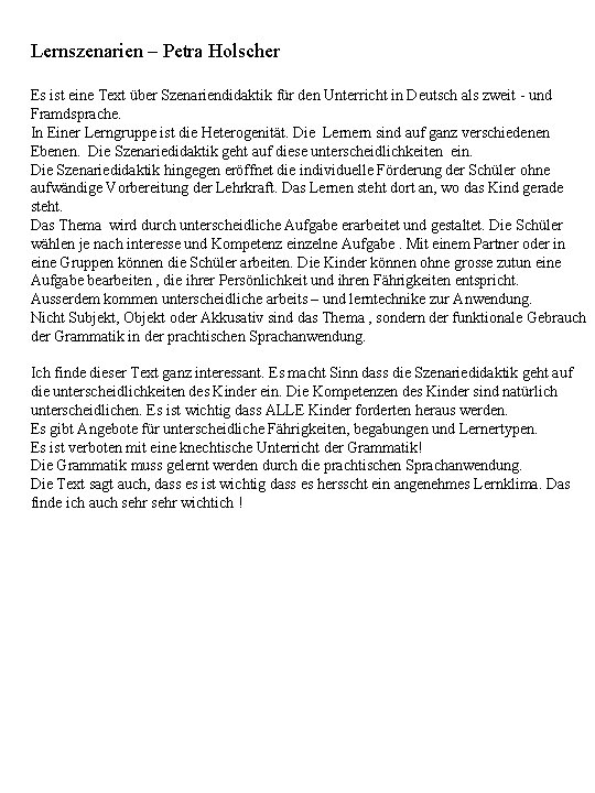Lernszenarien Petra Holscher Es ist eine Text ber