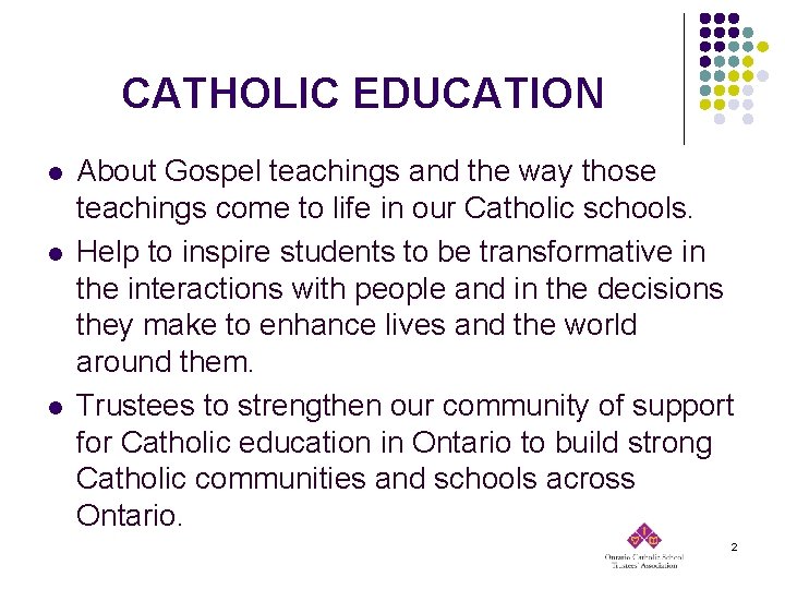 The Role of Catholic Trustees by Colleen Landers