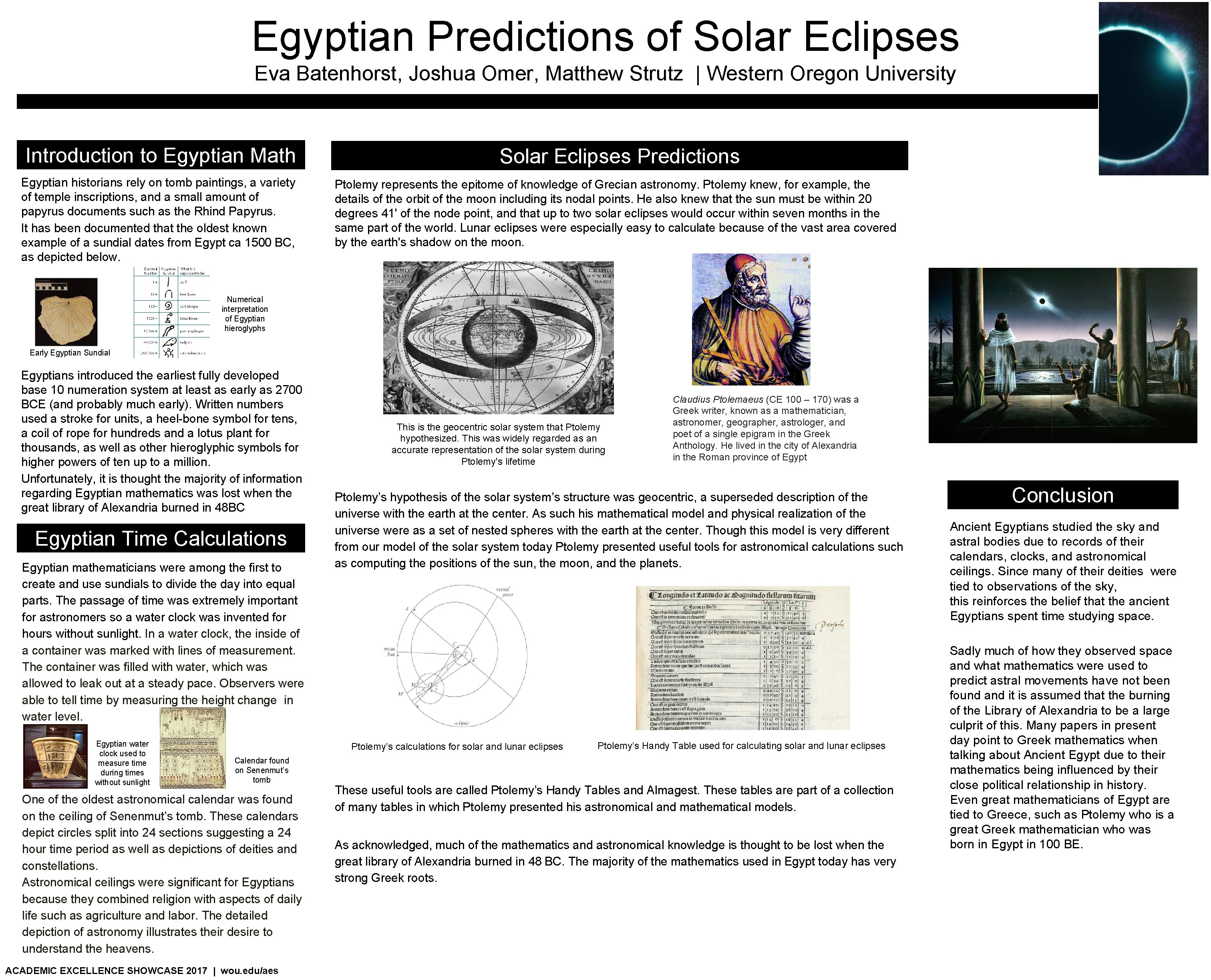 Egyptian Predictions of Solar Eclipses Eva Batenhorst Joshua