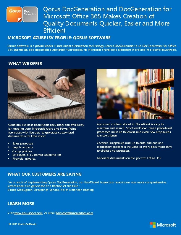 Qorus Doc Generation and Doc Generation for Microsoft