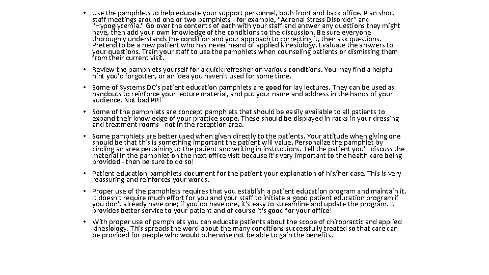 Effective Use of Patient Education Pamphlets Patient education