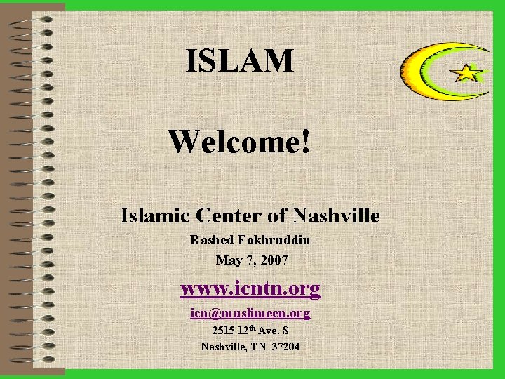 ISLAM Welcome Islamic Center of Nashville Rashed Fakhruddin