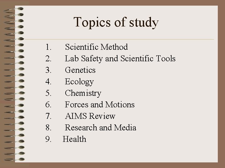 Welcome to th 8 grade science All about