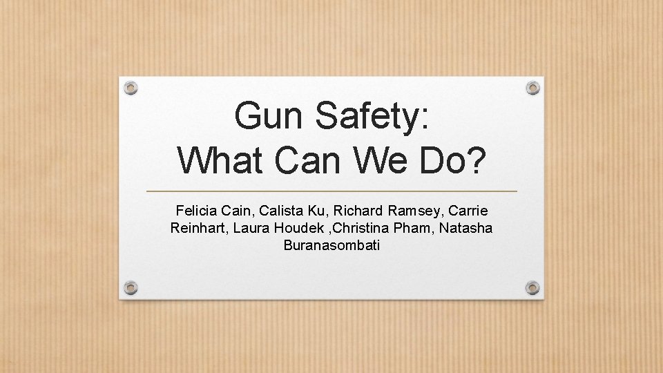 Gun Safety What Can We Do Felicia Cain
