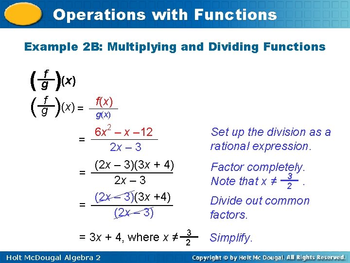Operations with Functions Warm Up Lesson Presentation Lesson