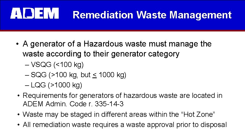 Proper Waste Management and Disposal adem alabama gov