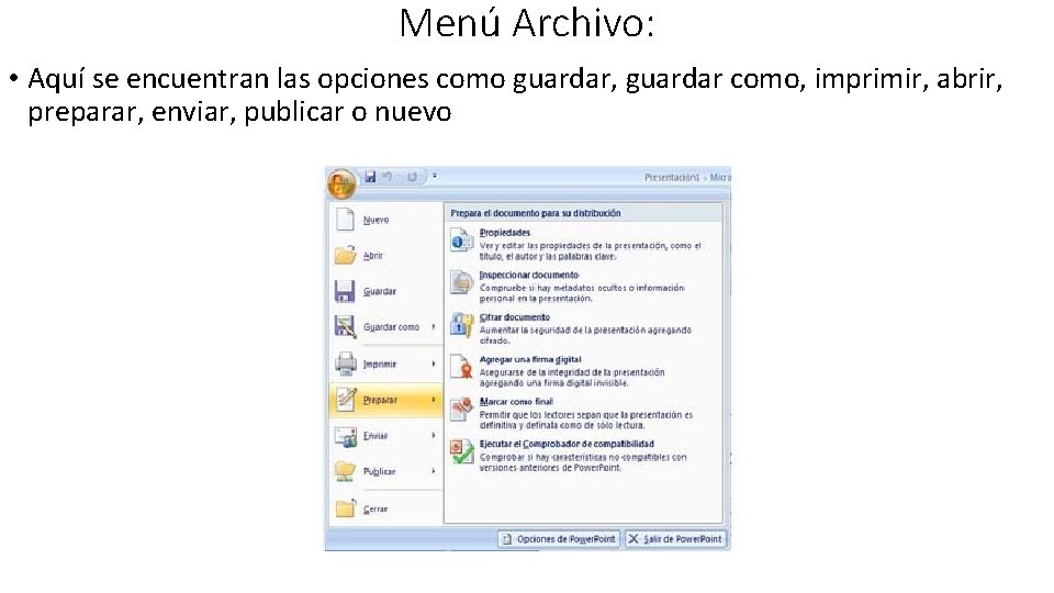 Barra de Men de Power Point Men Archivo