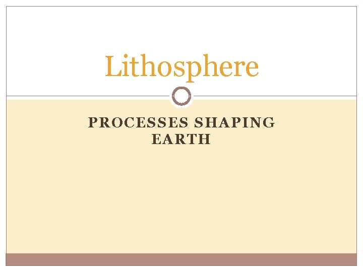 Lithosphere PROCESSES SHAPING EARTH Earths Systems spheres Lithosphere