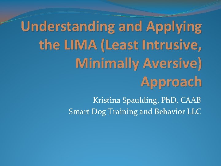 Understanding and Applying the LIMA Least Intrusive Minimally