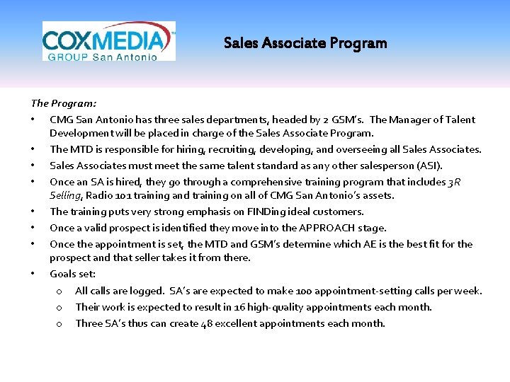 Sales Associate Program Presented By Shawn Morris Manager