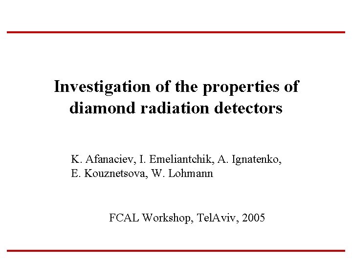 Investigation of the properties of diamond radiation detectors