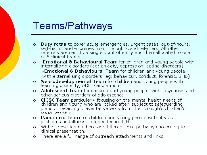 Tower Hamlets CAMHS MH PLT Transformation of CAMHS