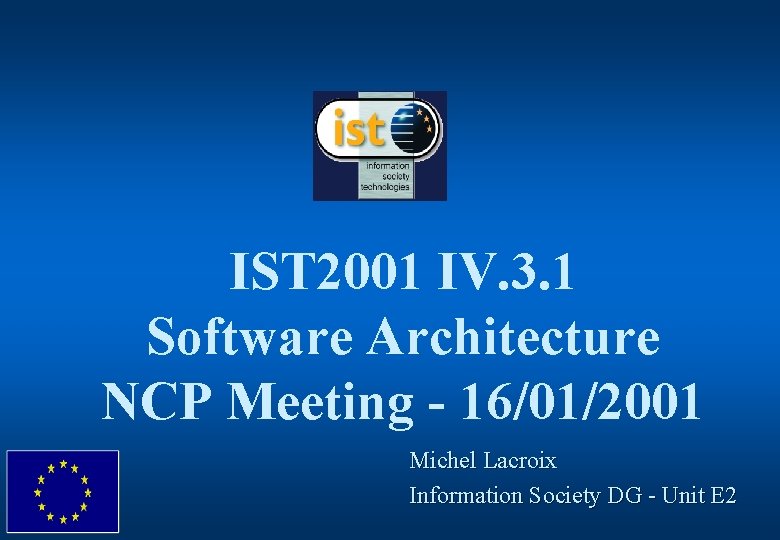 IST 2001 IV 3 1 Software Architecture NCP