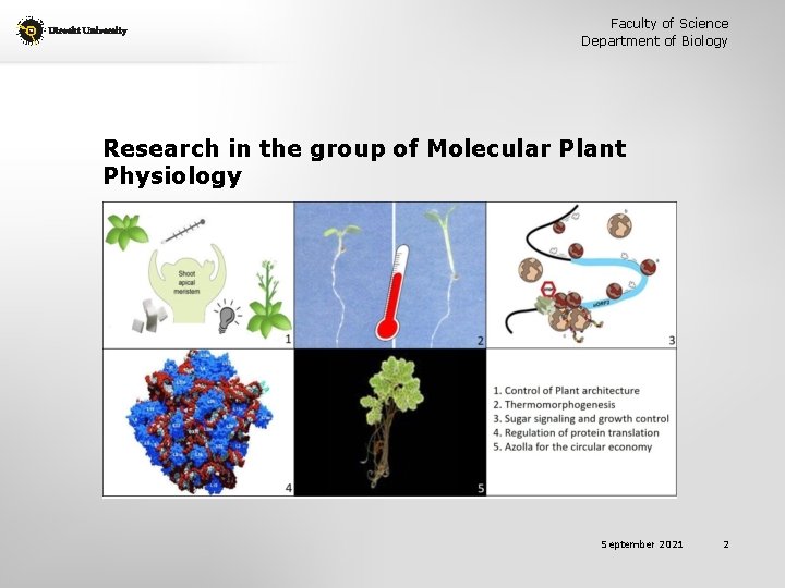 Faculty of Science Department of Biology Molecular Plant
