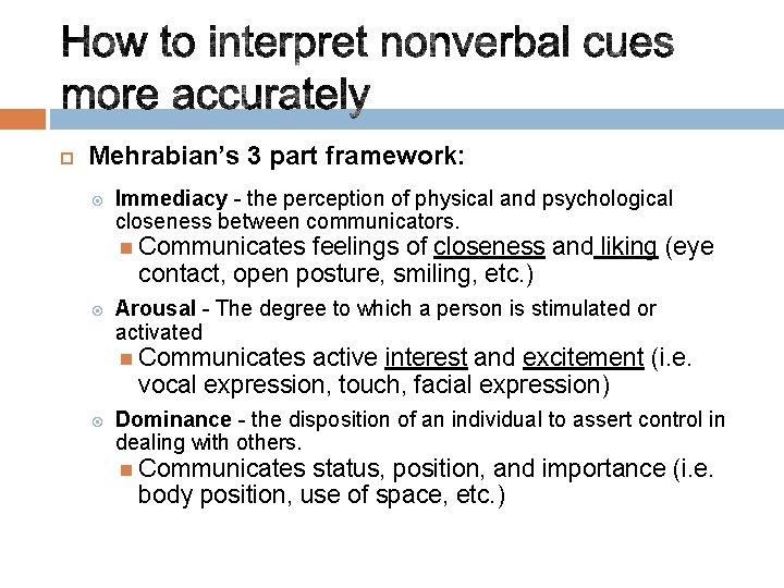 CHAPTER 4 Understanding Nonverbal Messages Chapter 4 Understanding